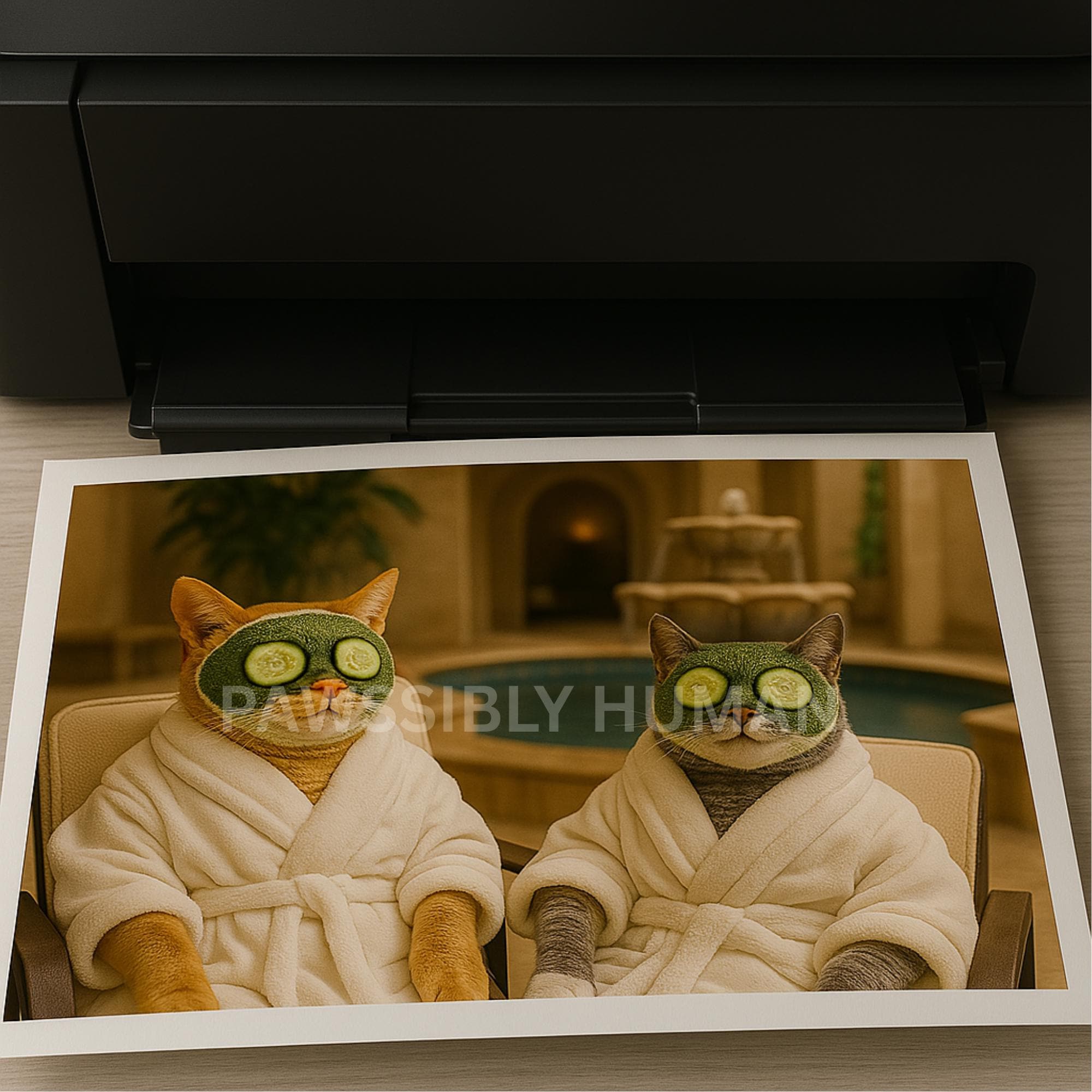 Spa Day Cats – Funny Cat Wall Art | Purrfect Relaxation Print - Etsy