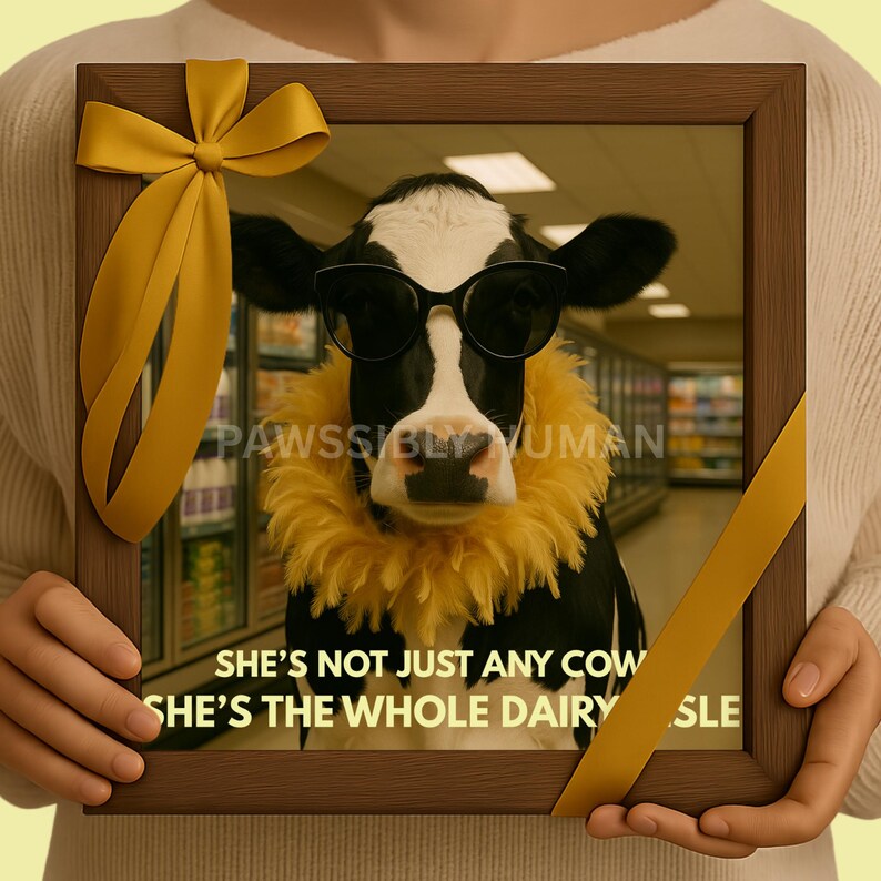 Funny Cow Wall Art Print - Dairy Aisle Cow Poster, Farm Animal Humour ...