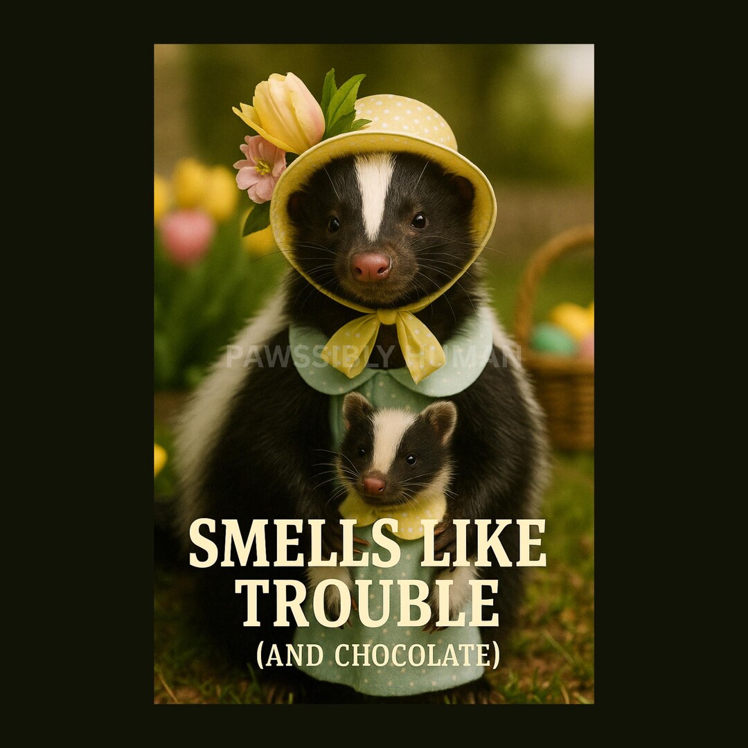 Funny Easter Skunk PNG – Cute Mother and Baby Digital Download, Spring ...