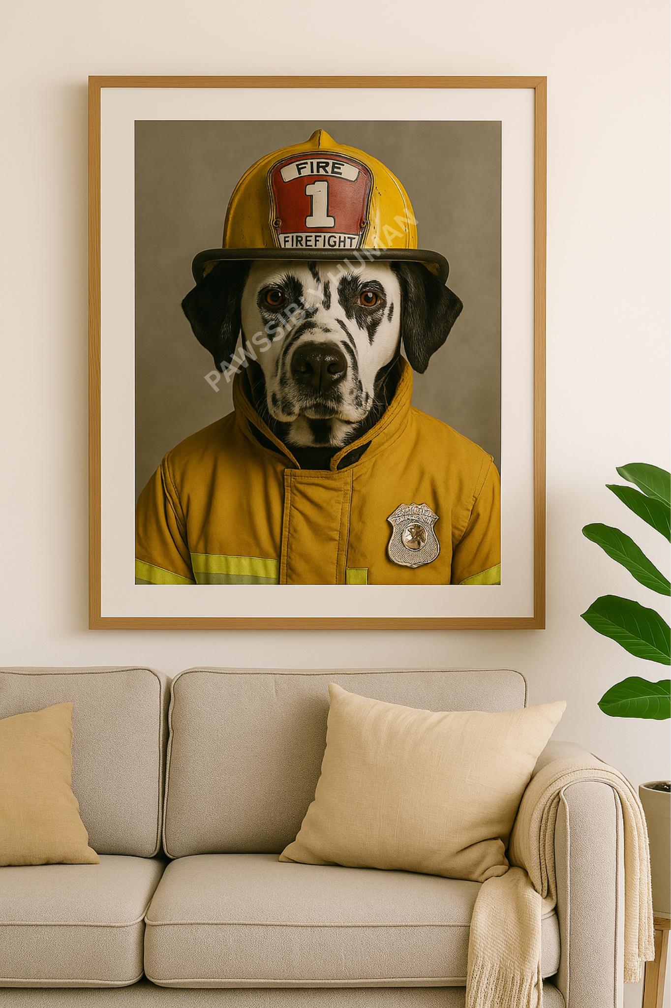 Firefighter Pup – Dalmatian Dog Portrait in Uniform (digital Download ...