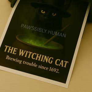 Witching Cat Art Print: Funny Gothic Halloween Decor (digital Download ...