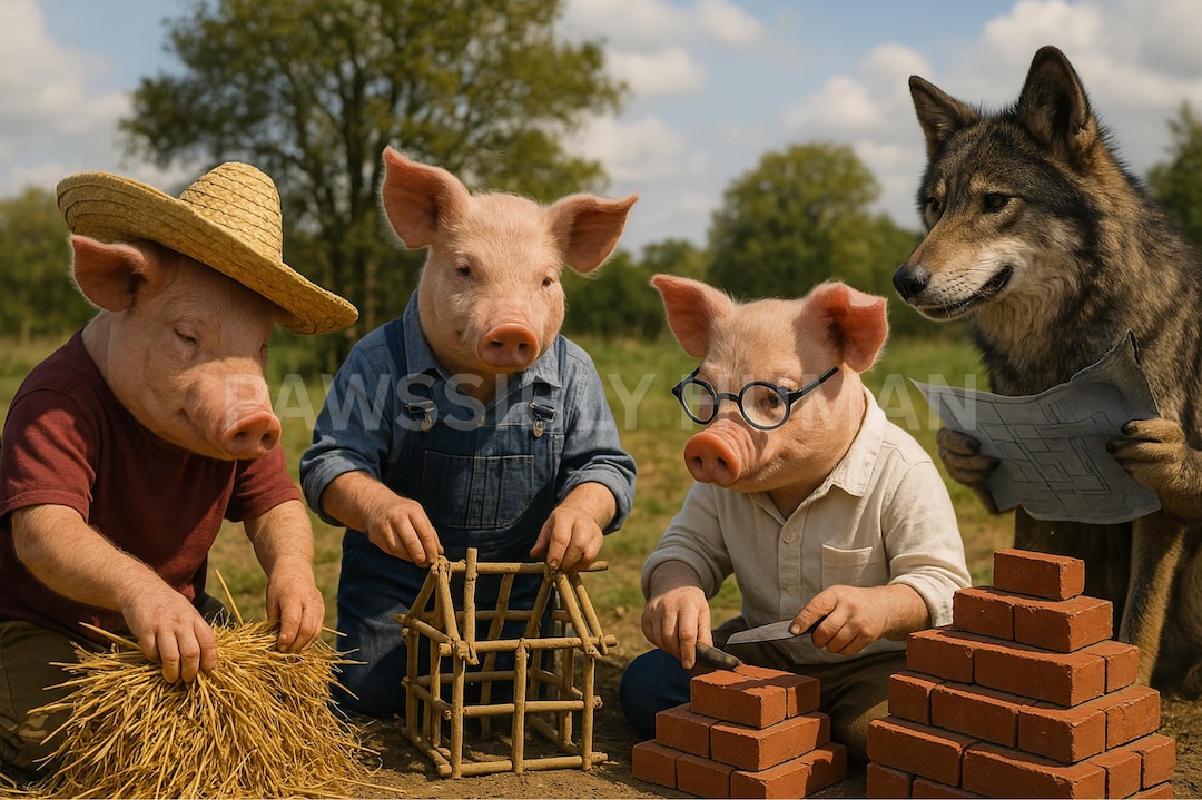 The Three Little Pigs – Fairy Tale Animal Print | Straw, Sticks ...