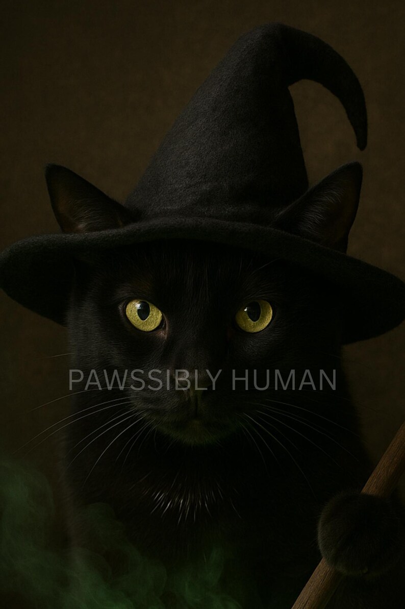 Witching Cat Art Print: Funny Gothic Halloween Decor (digital Download ...