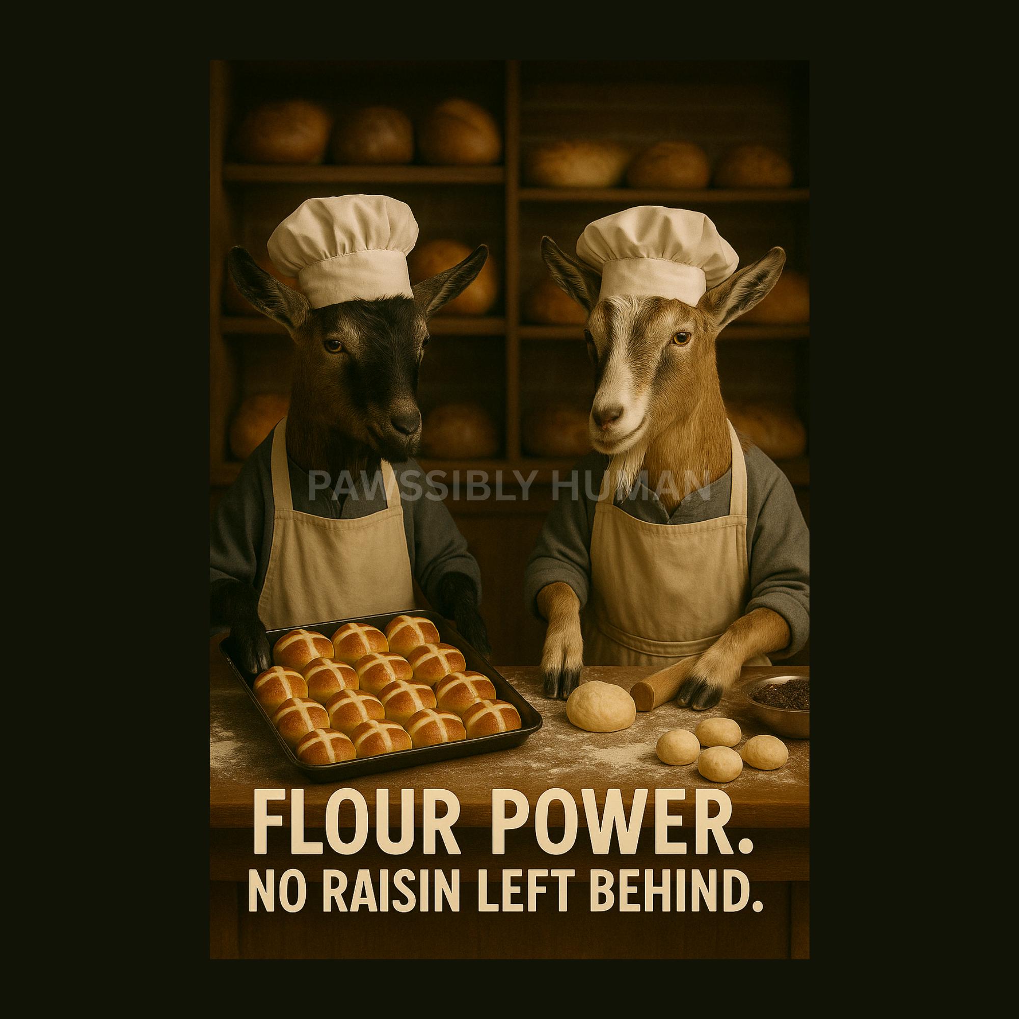 Funny Goat Bakery Art Print: "flour Power" Kitchen Decor (PNG Digital ...