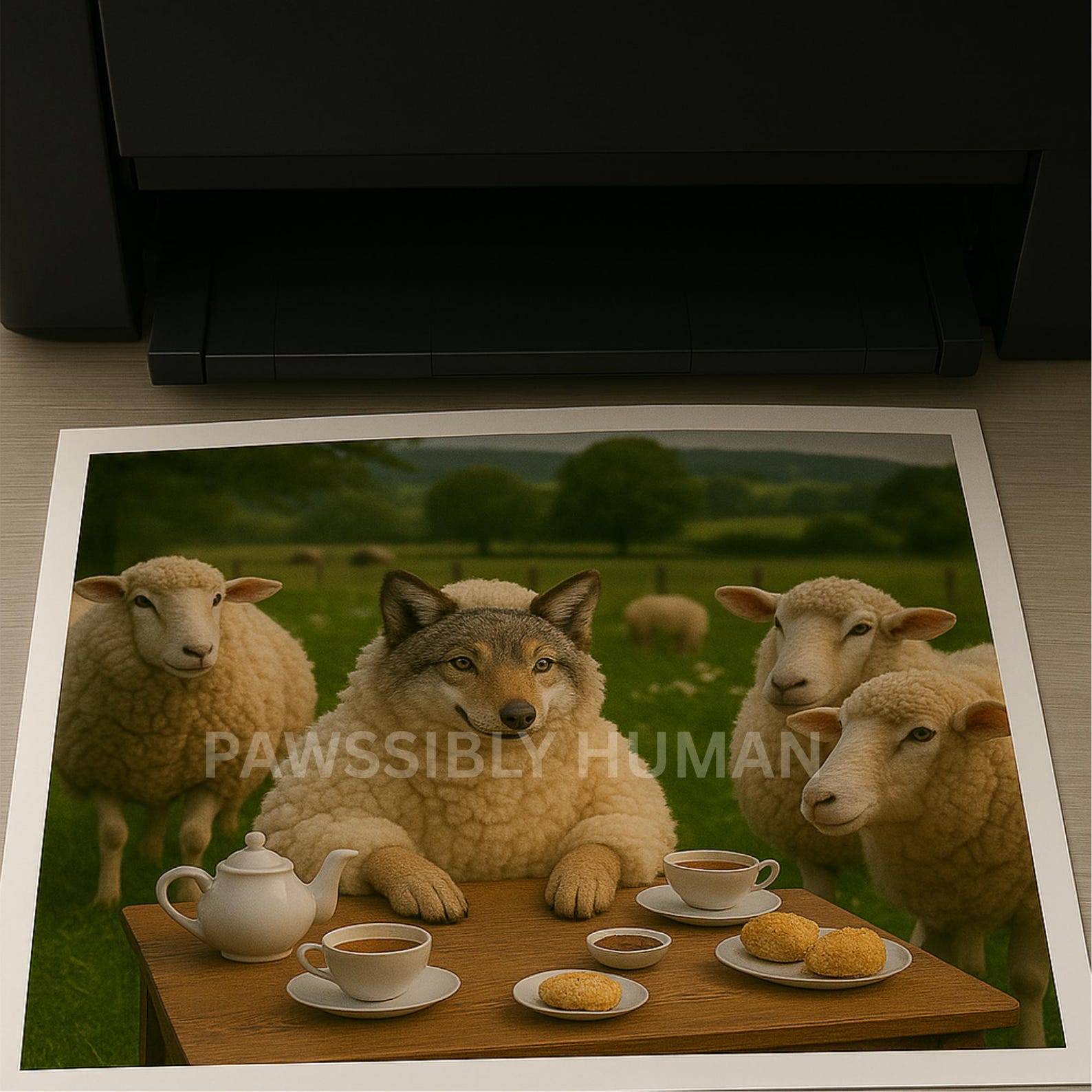 Wolf in Sheep’s Clothing – Funny Animal Print | Quirky Tea Party Wall ...