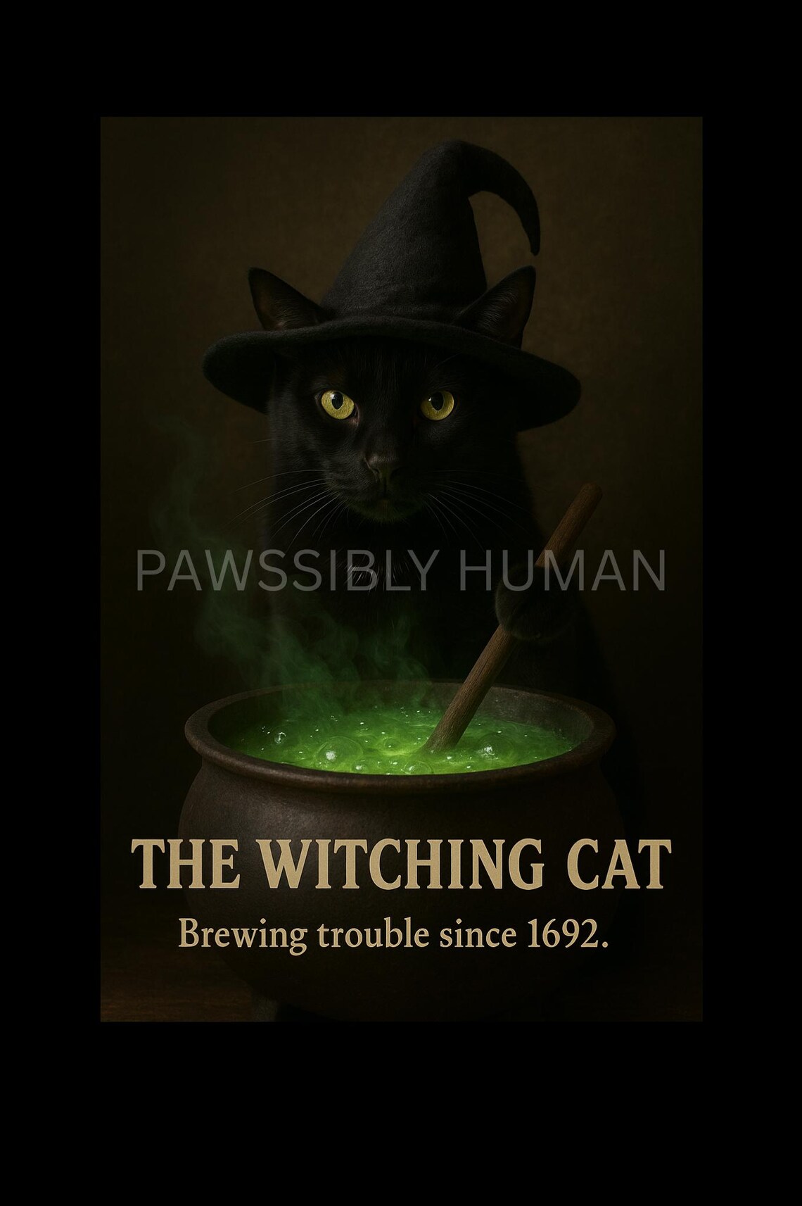 Witching Cat Art Print: Funny Gothic Halloween Decor (digital Download ...