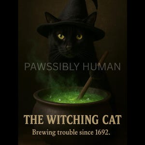 Witching Cat Art Print: Funny Gothic Halloween Decor (digital Download ...