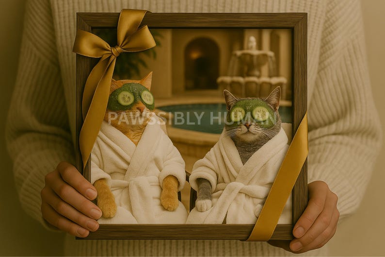 Spa Day Cats – Funny Cat Wall Art | Purrfect Relaxation Print - Etsy