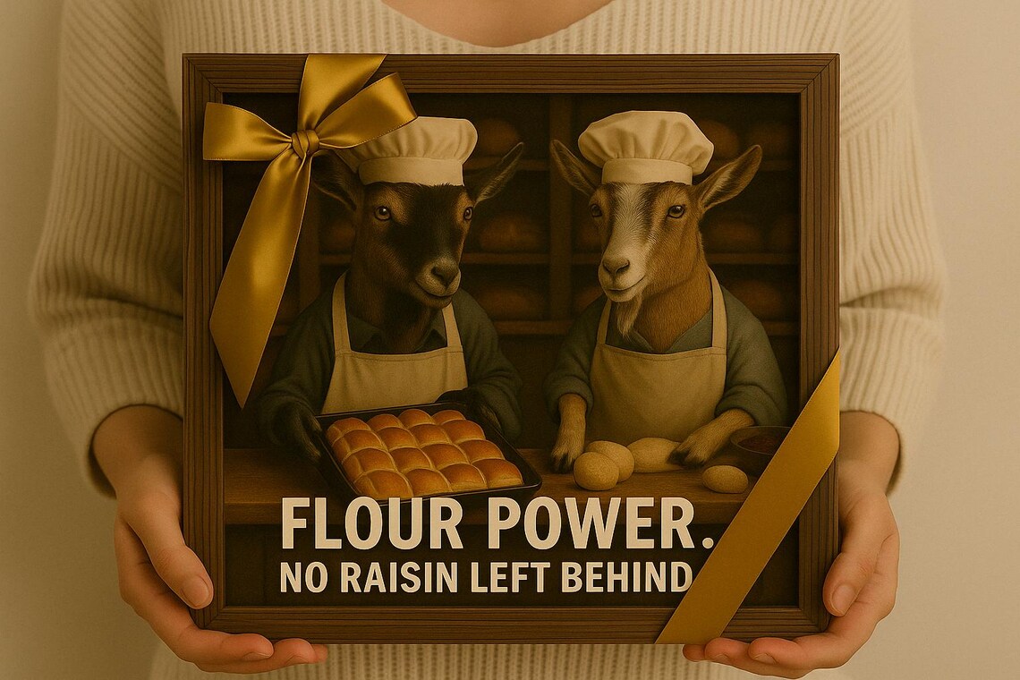 Funny Goat Bakery Art Print: "flour Power" Kitchen Decor (PNG Digital ...