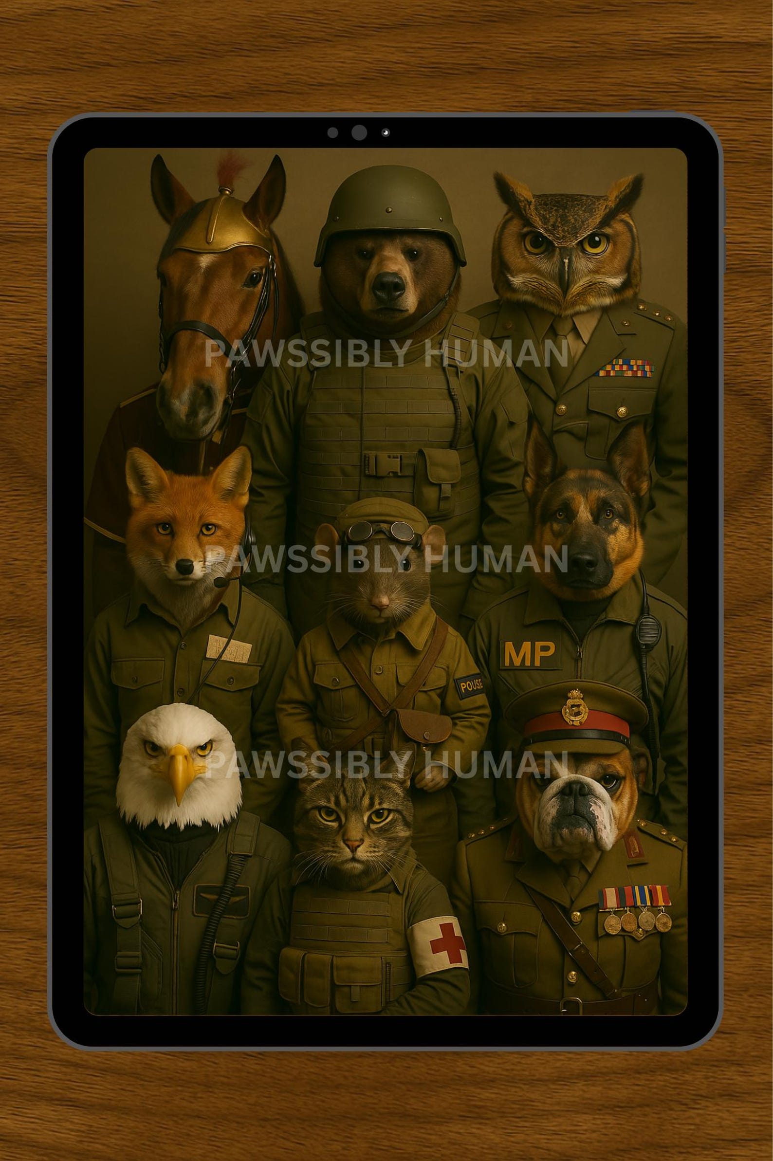 Funny Military Animal Squad Portrait – Anthropomorphic Army Wall Art ...