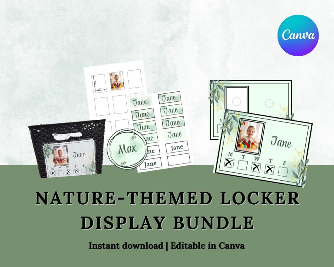 Nature-themed Locker Tags: Editable Name Labels, Bag Tags (canva ...