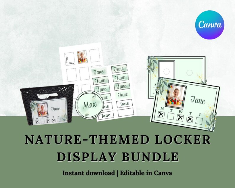 Nature-themed Locker Tags: Editable Name Labels, Bag Tags (canva ...