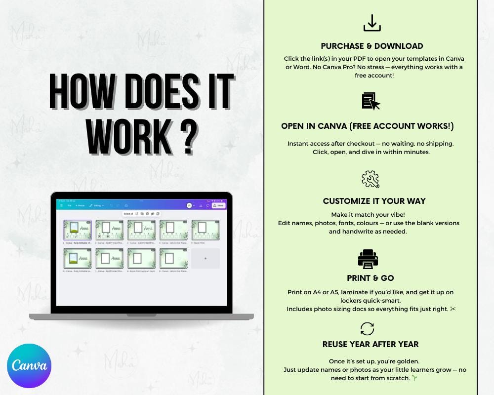 Nature-themed Locker Tags: Editable Name Labels, Bag Tags (canva ...