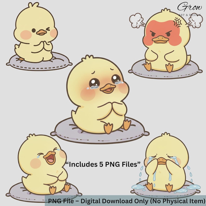 Kawaii Duck Emotions Clipart | PNG Emotes (digital Download) - Etsy