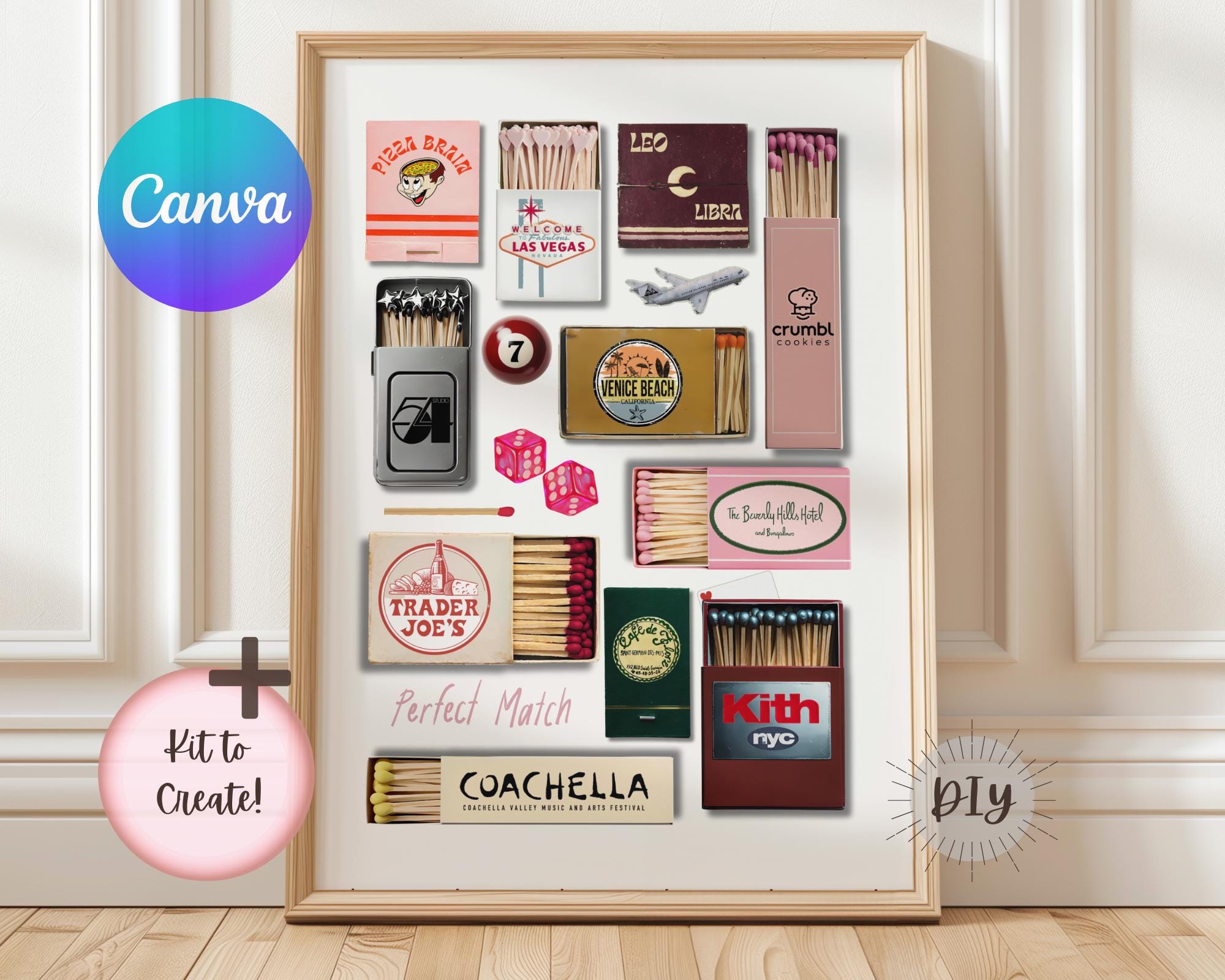 Canva Matchbook Art Template, DIY Matchbox Template, Blank Match Art ...