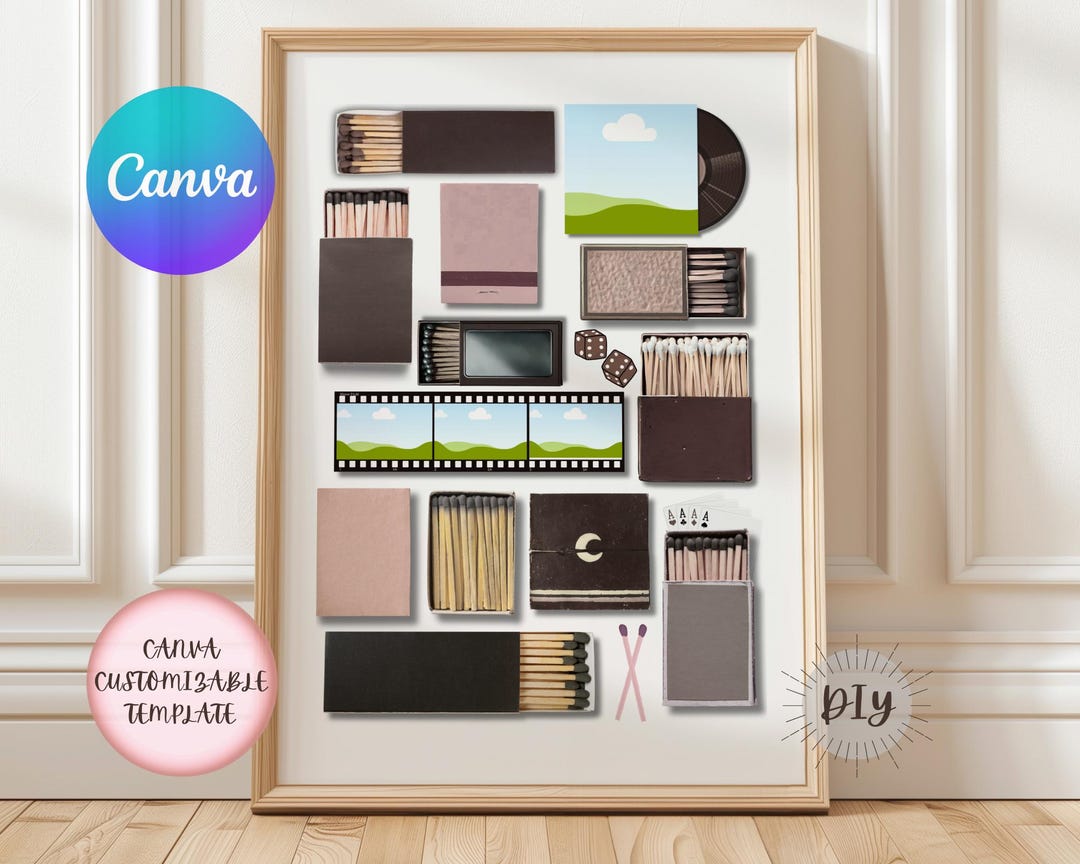 Blank Neutral Matchbook Canva Template, Custom Matchbox Art, Unique ...