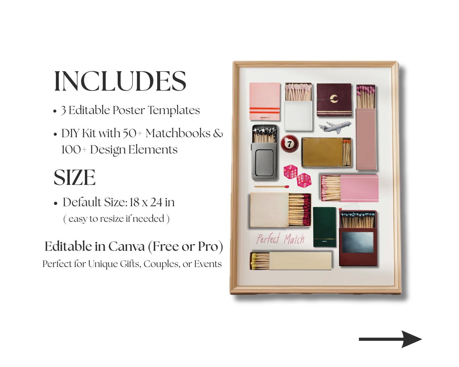 Canva Matchbook Art Template, DIY Matchbox Template, Blank Match Art ...