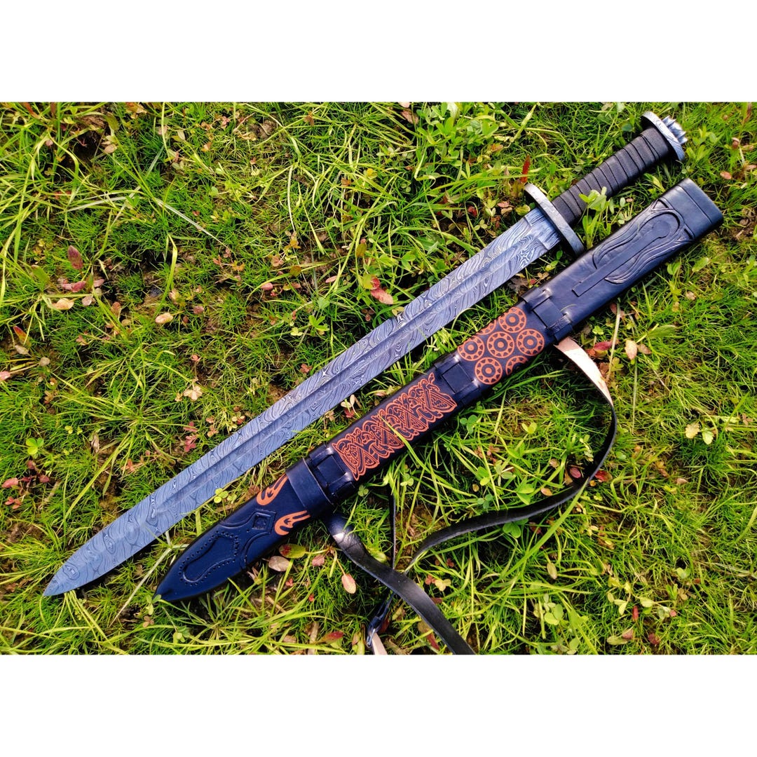 Viking Fantasy Norse Medieval Sword| Damascus Steel 38 Inch Hand-forged ...