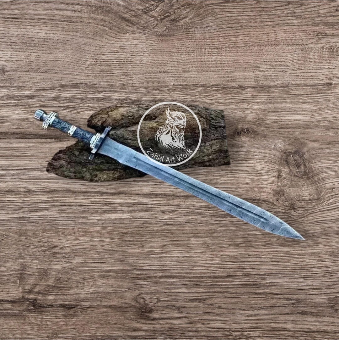 Handmade Sword, Damascus Steel Sword, Double Edge Viking Sword, Fantasy ...