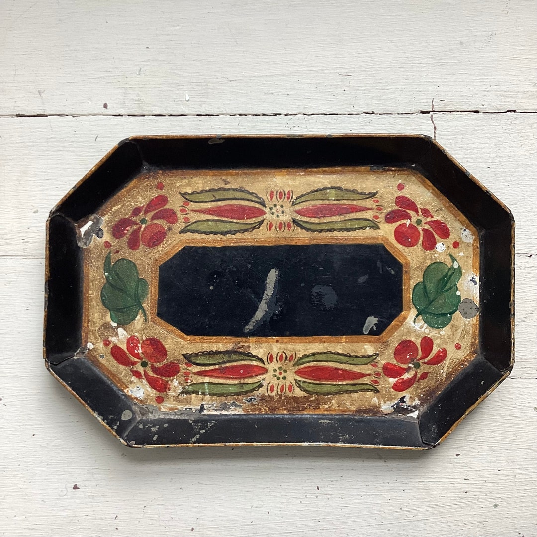 Vintage Hand Painted Metal Tray - Etsy
