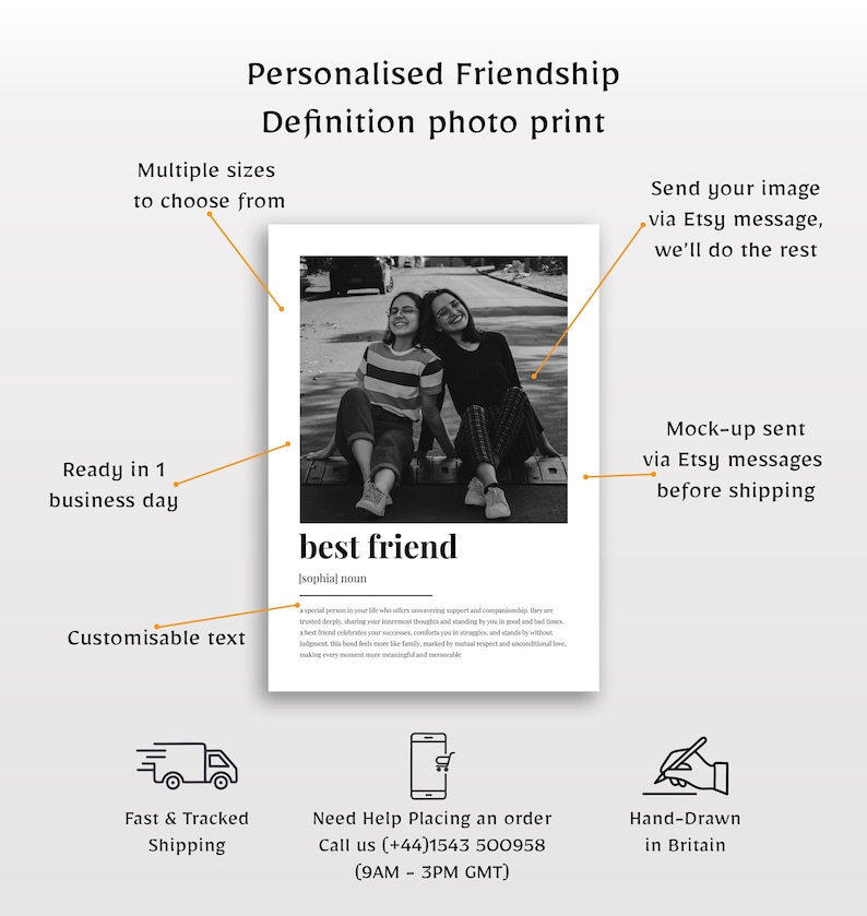 Personalised Bestie Definition Photo Print | Custom Close Friend ...