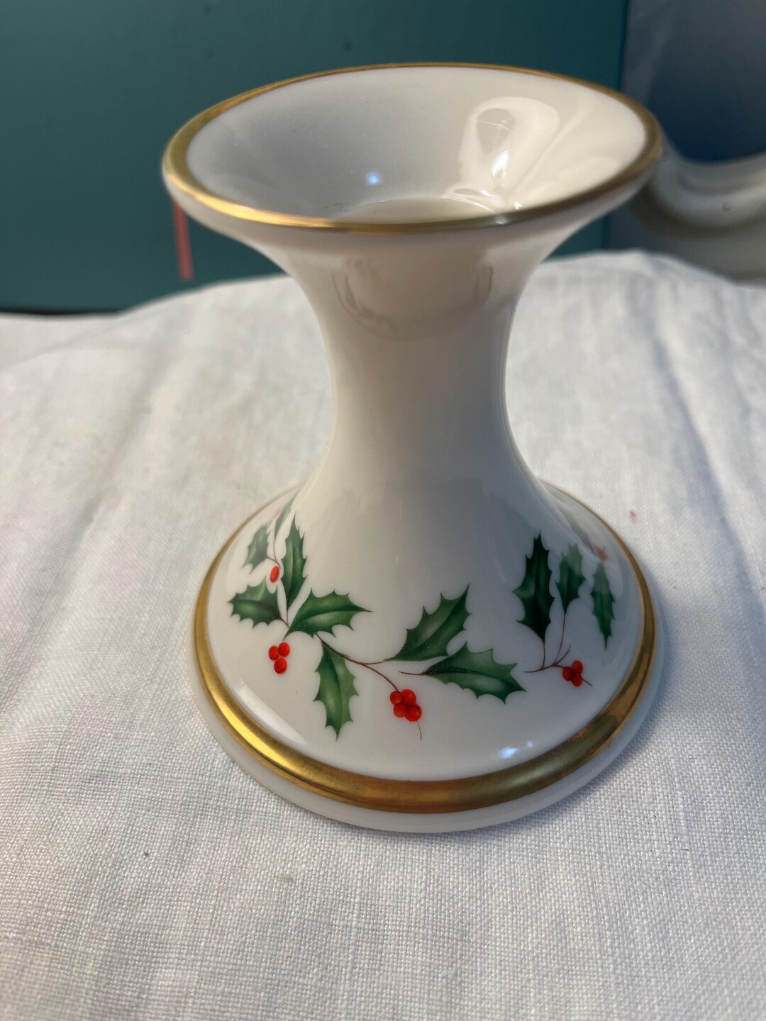 Vintage Lenox Holday Pattern Holly and Berrys Porcelain Candle. - Etsy