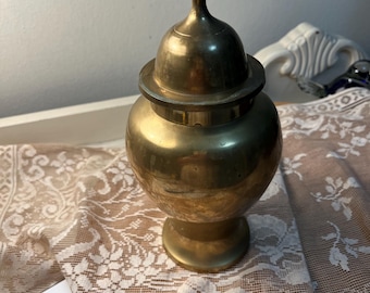 Vintage Etched Brass Urn | Ginger Jar - Etsy