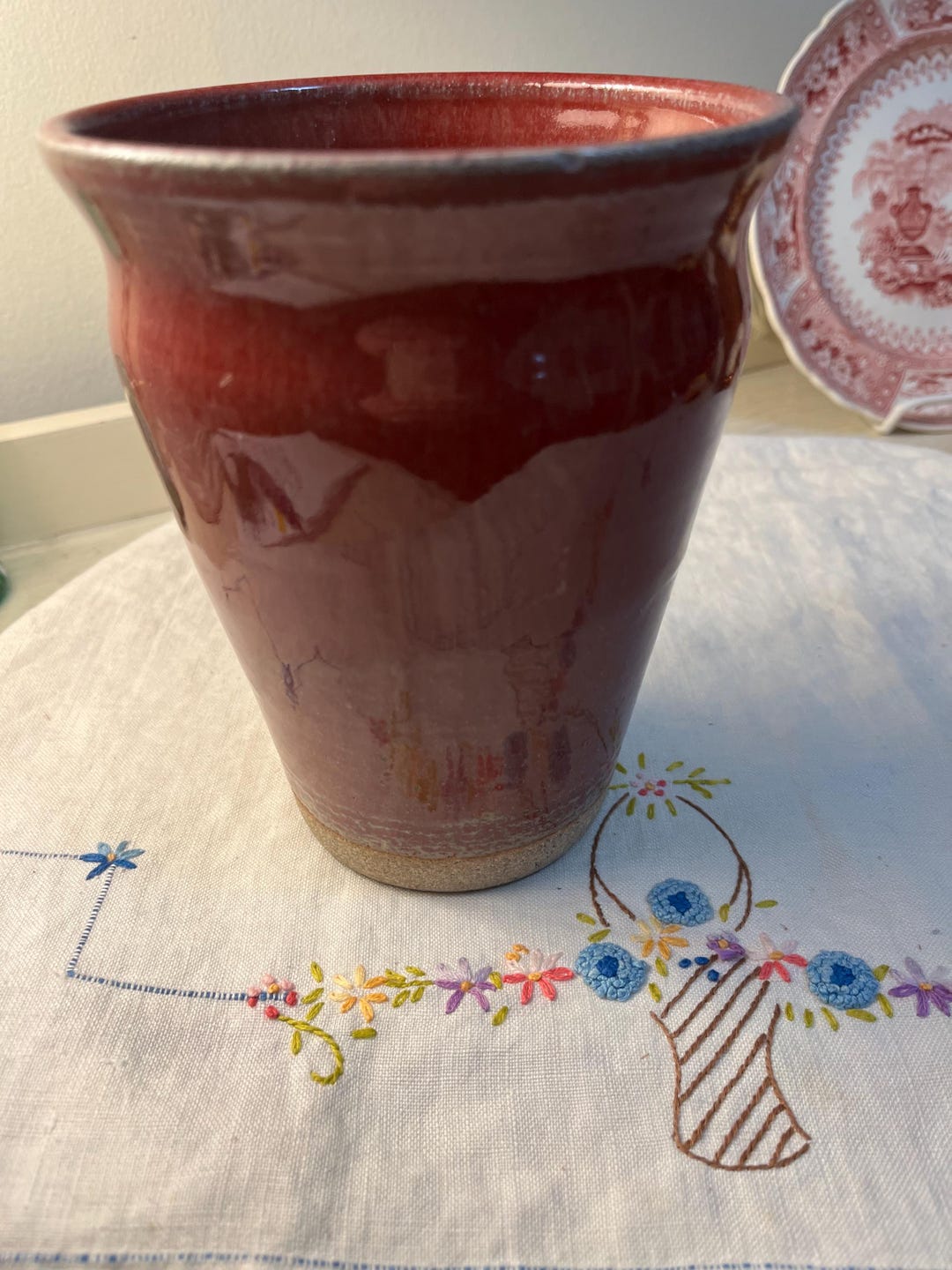 Vintage Studio Pottery by Hartzler in a Red Drip Glaze - Etsy