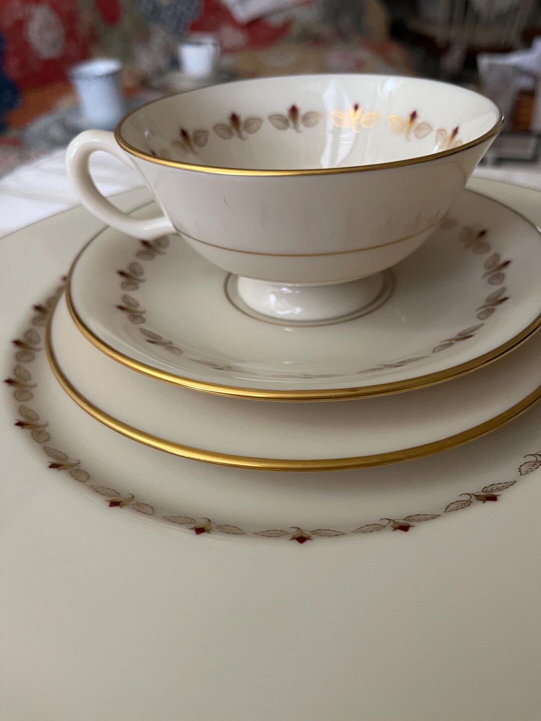 Lenox Fine China in the “romance” Pattern. With Rosebuds, 24k Gold ...