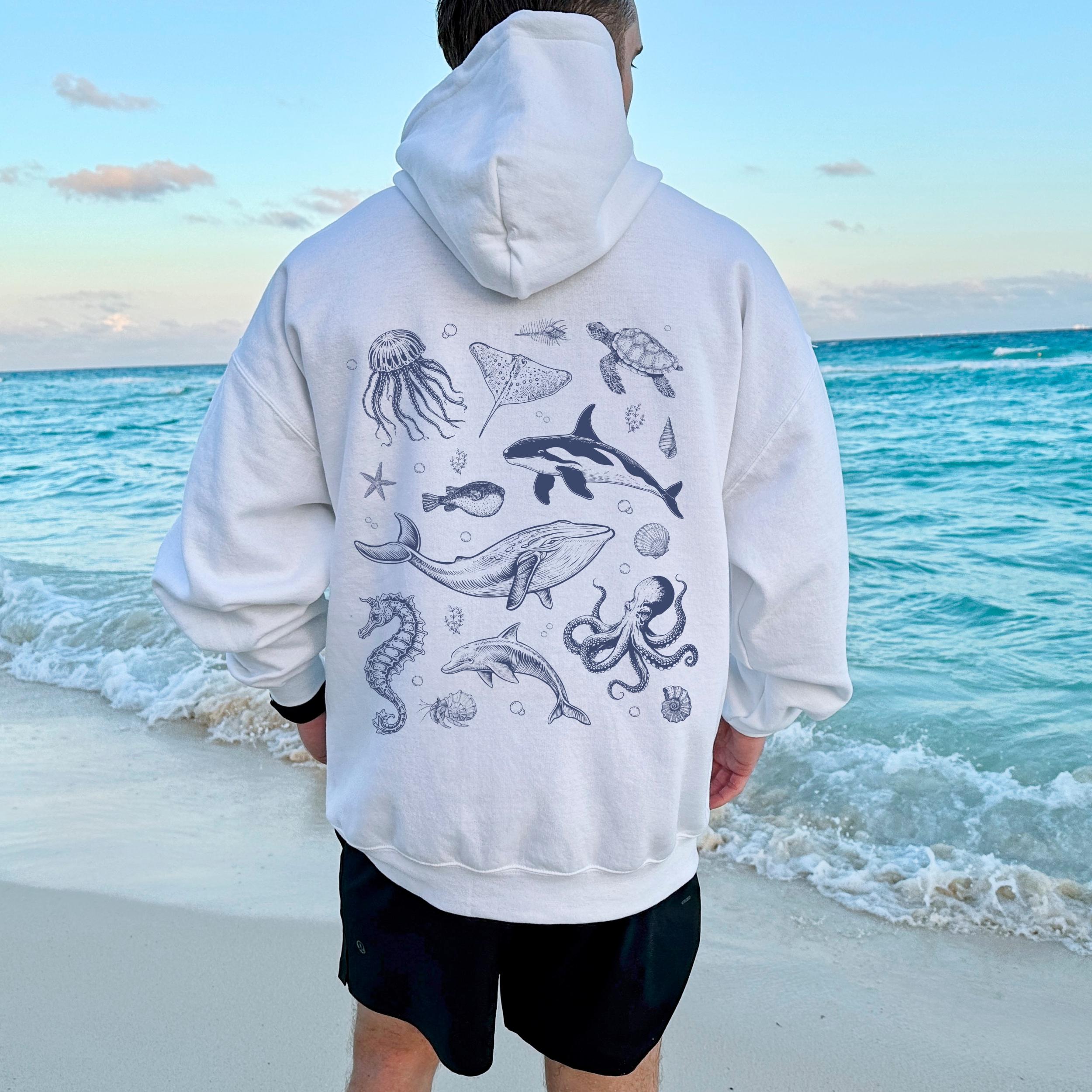 Sea Animals Sweatshirt, Ocean Life Sweatshirt, Beach Hoodie, Ocean ...