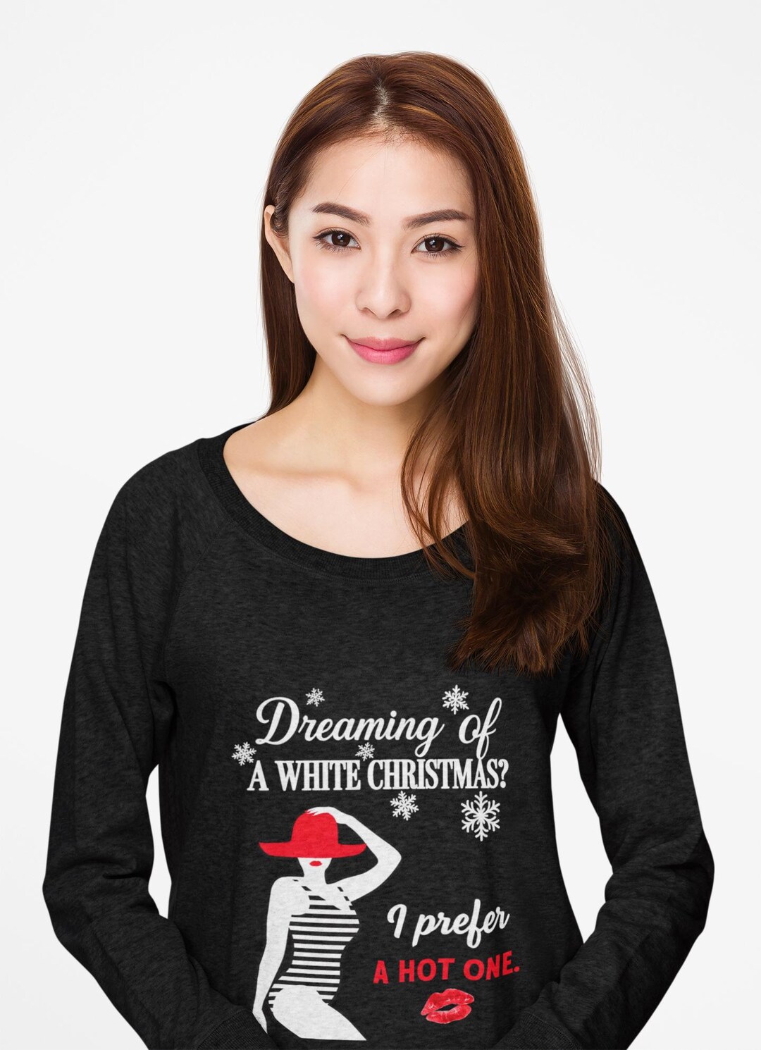 Holiday Humor Top Flirty Christmas Joke Unisex Festive Long Sleeve ...