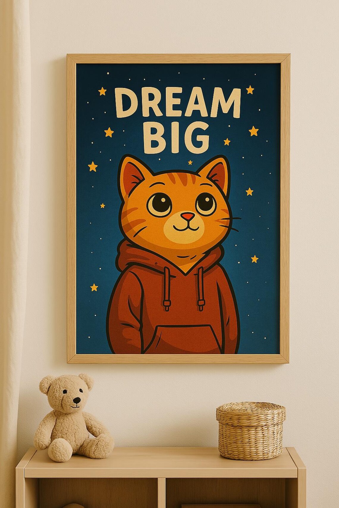 Dream Big Cat Poster for Kids | Printable Gangsta Cat Wall Art | Cute ...