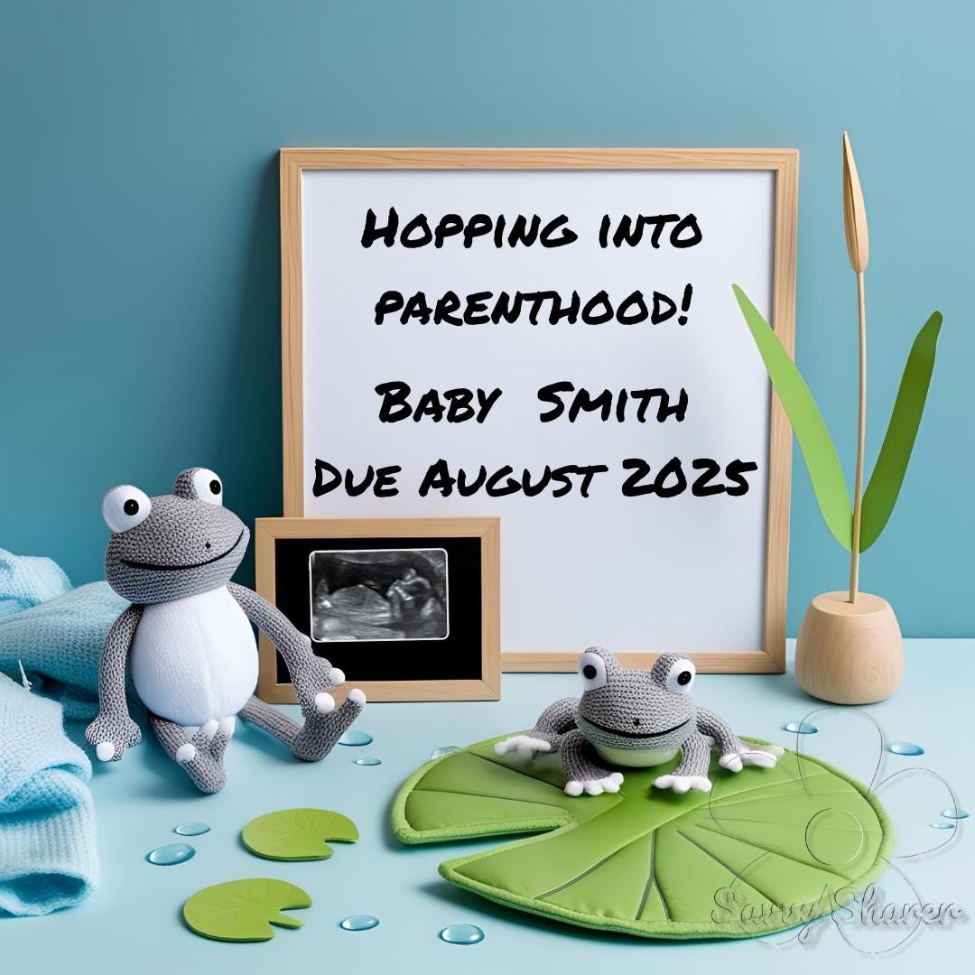 Frog Lily Pad Pregnancy Announcement Digital Download – Editable ...