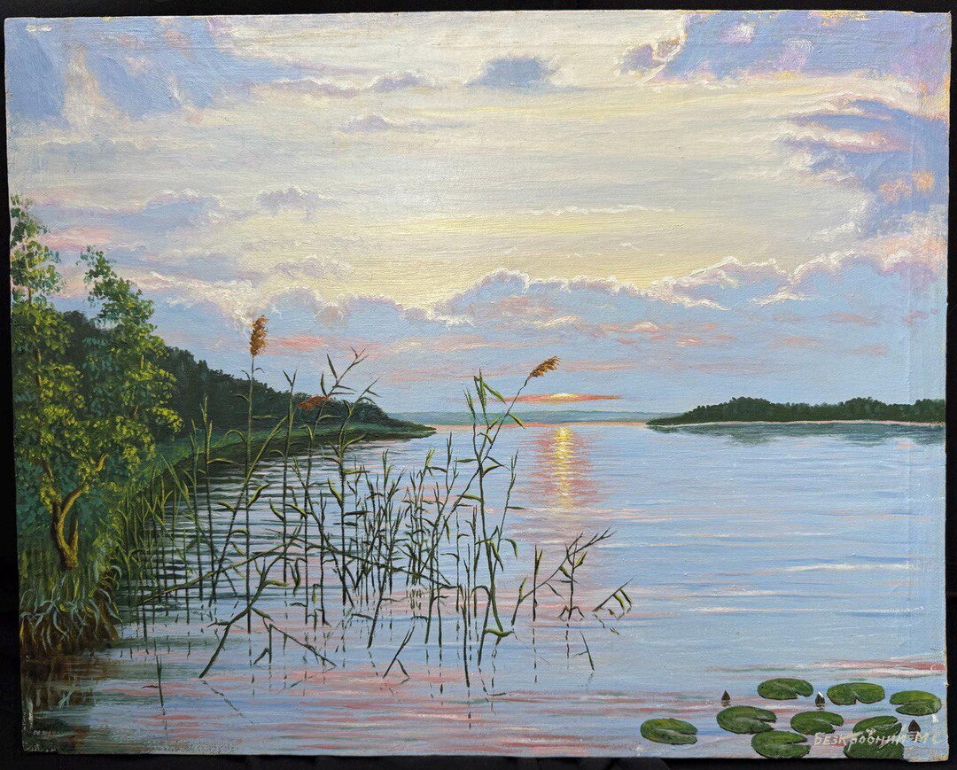 Day at the Lake | Original Oil Painting | Peaceful Nature Landscape ...