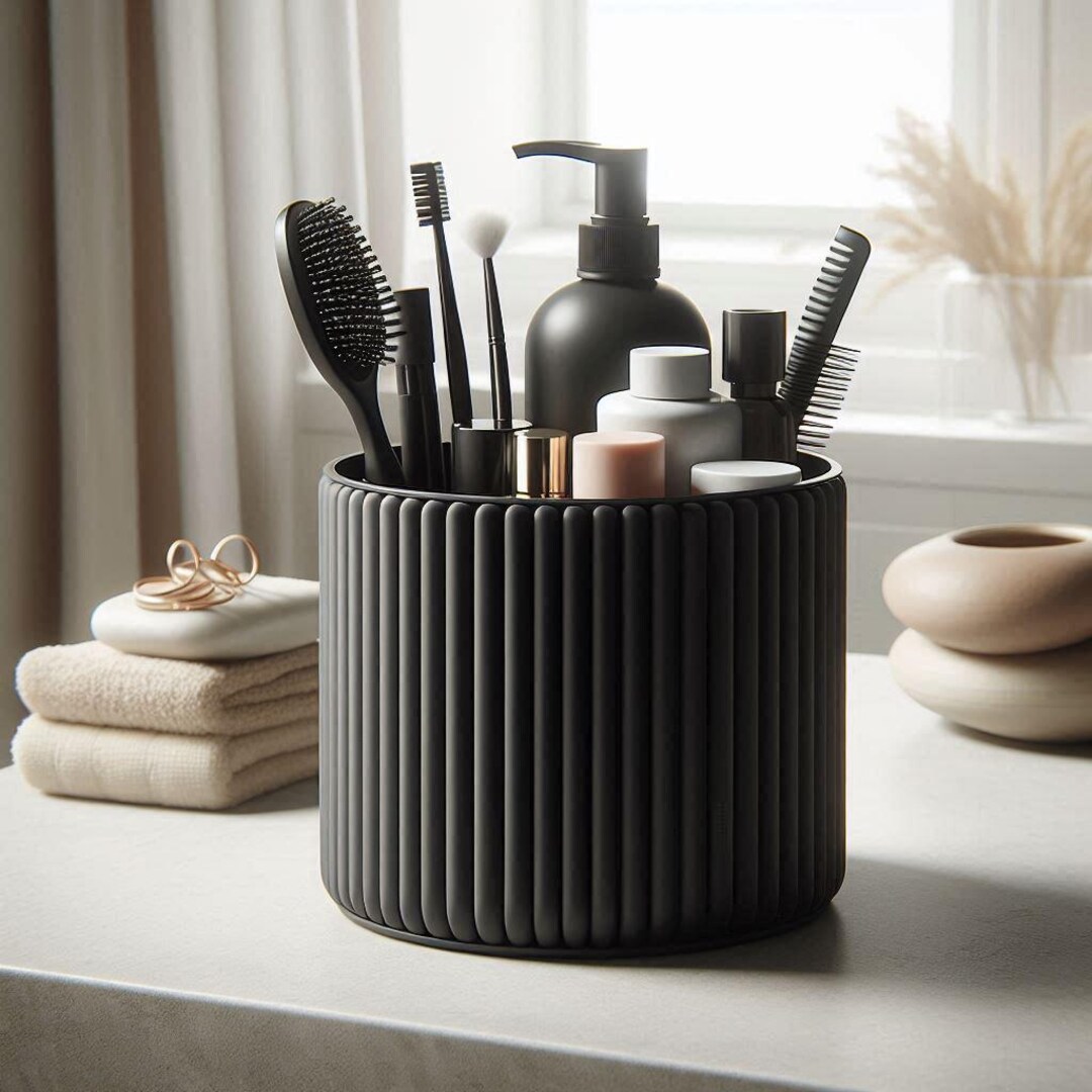 Modern Ribbed Organizer – Elegant Storage for Bathroom or Desk - Etsy