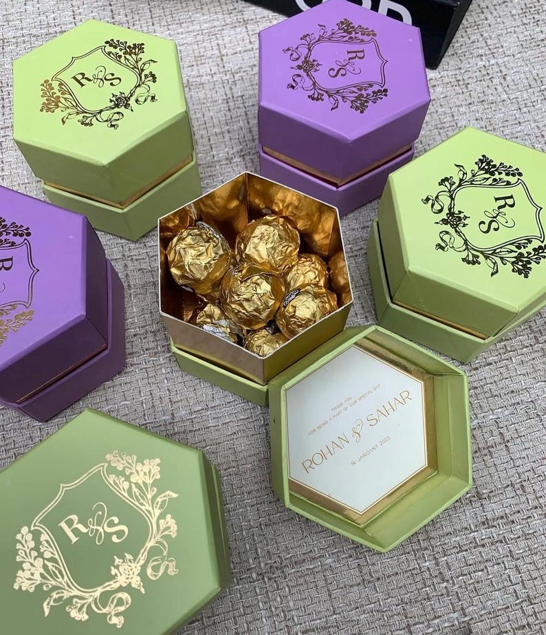 Luxury Hexagon Gift Box | Wedding Favor Box | Party Return Gift Box ...