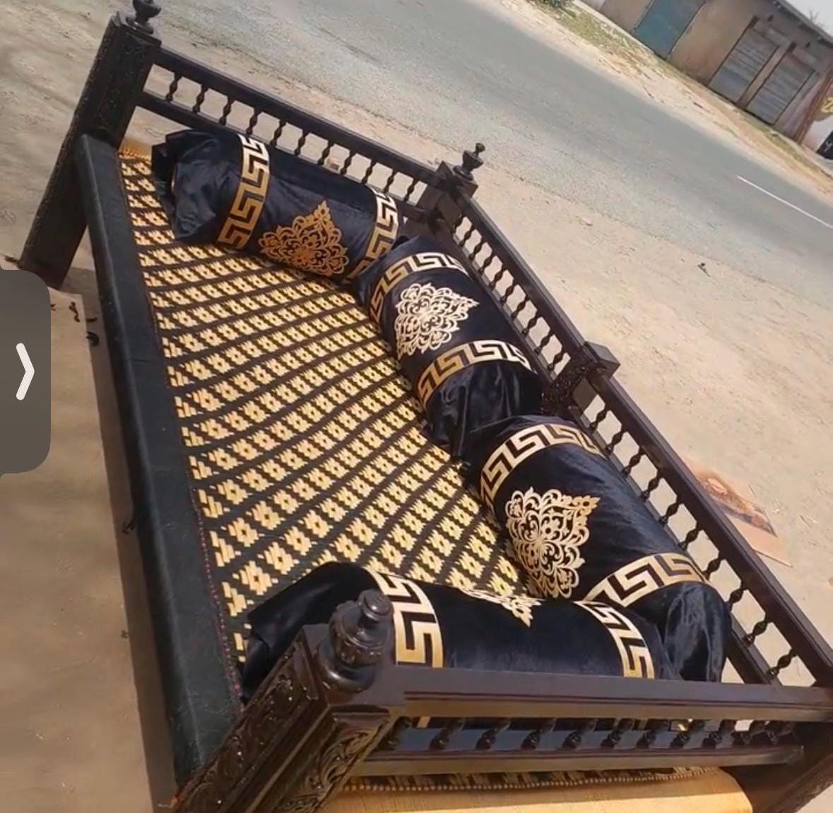 Traditional Charpai Daybed With Matching Chairs and Table - Handcrafted ...