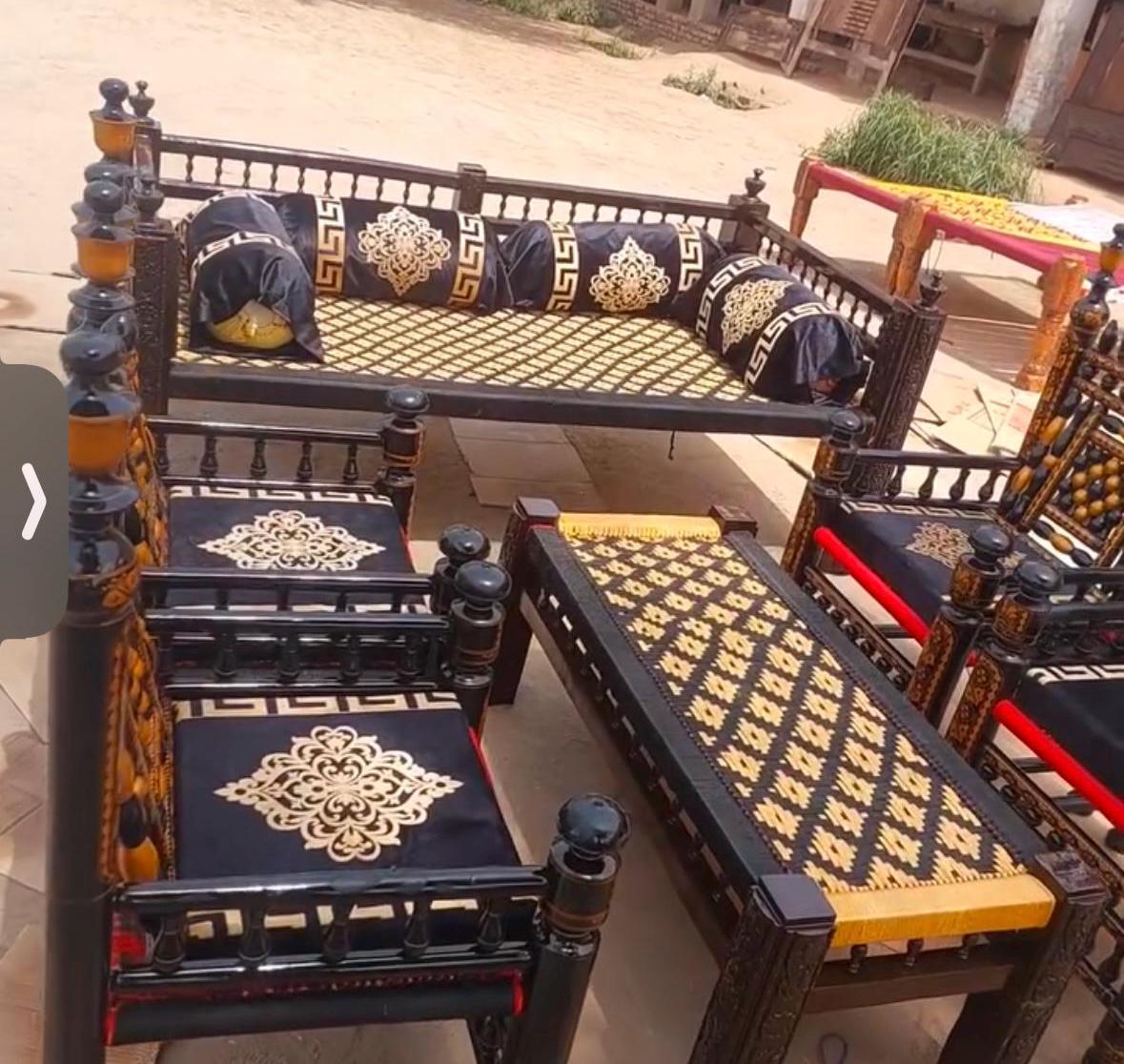 Traditional Charpai Daybed With Matching Chairs and Table - Handcrafted ...