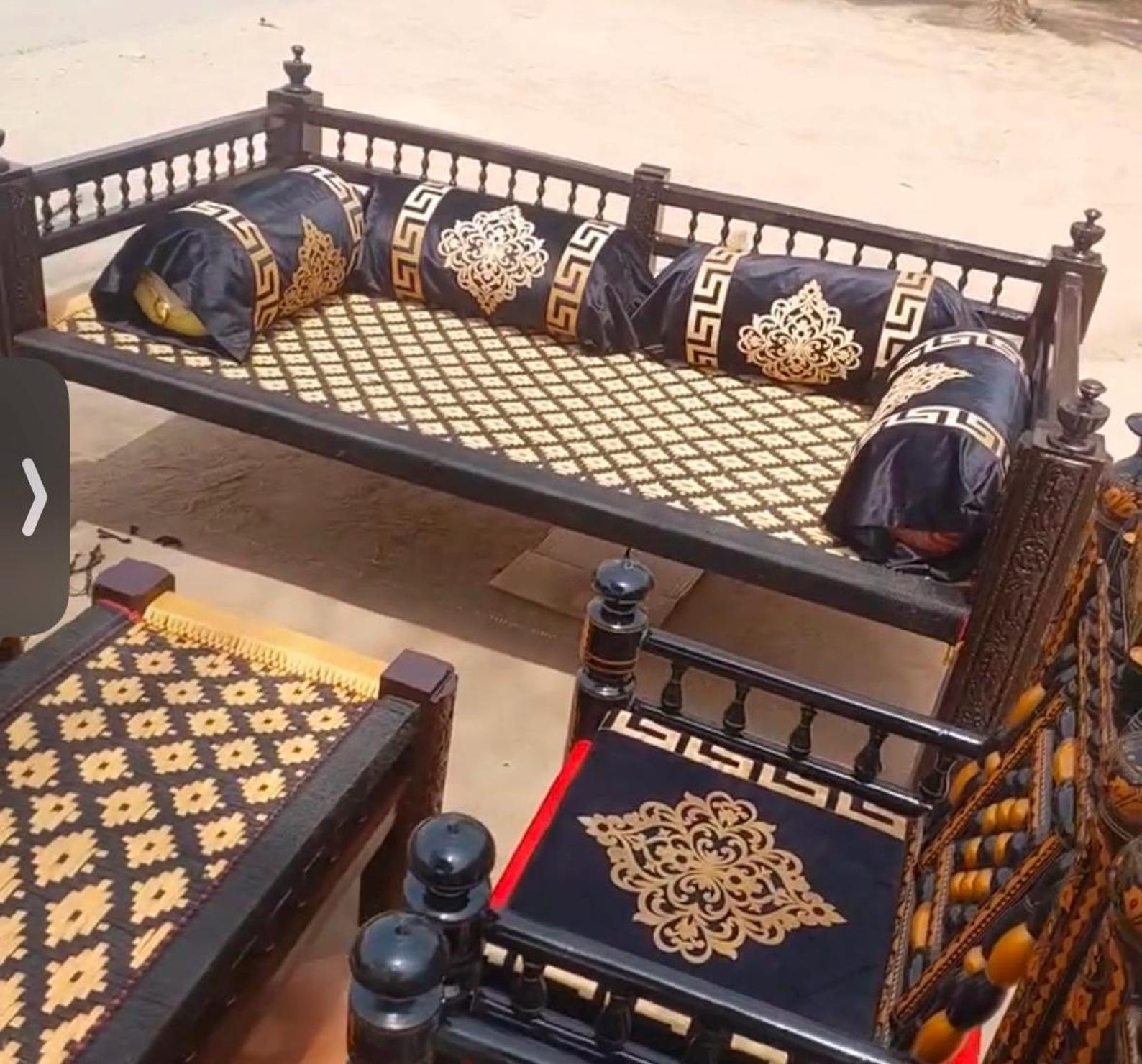 Traditional Charpai Daybed With Matching Chairs and Table - Handcrafted ...