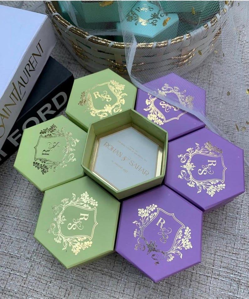 Luxury Hexagon Gift Box | Wedding Favor Box | Party Return Gift Box ...