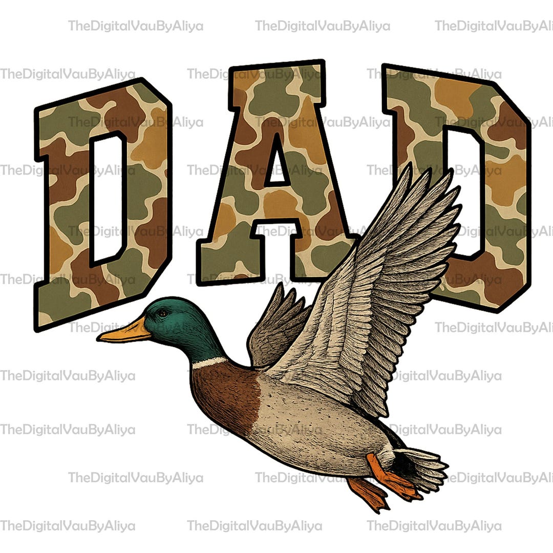 Preppy Camo Dad PNG, Father's Day Png, Camo Flying Mallard Duck Png ...