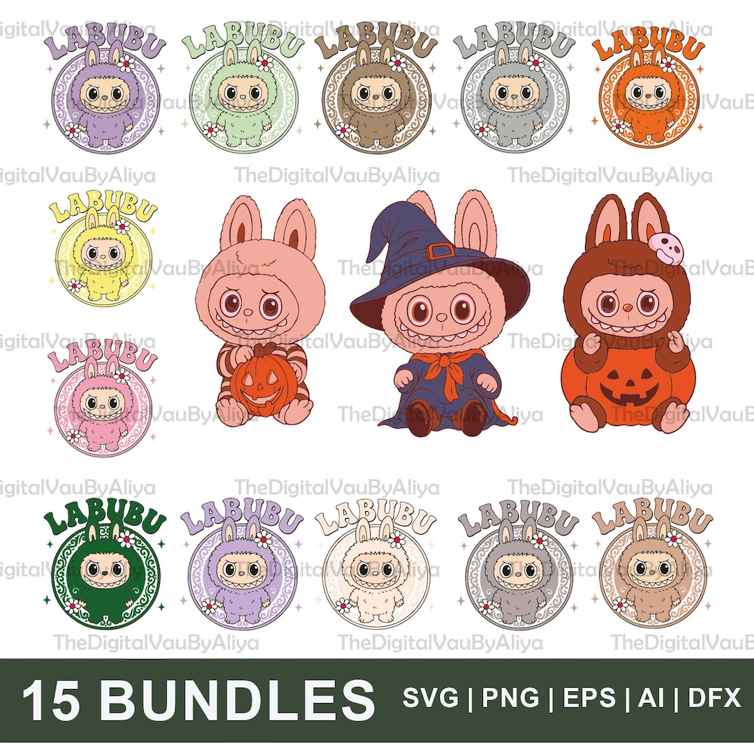 Labubu Svg Png, 15 Labubu 300 DPI Clipart, Labubu Bundle, Emotions in ...