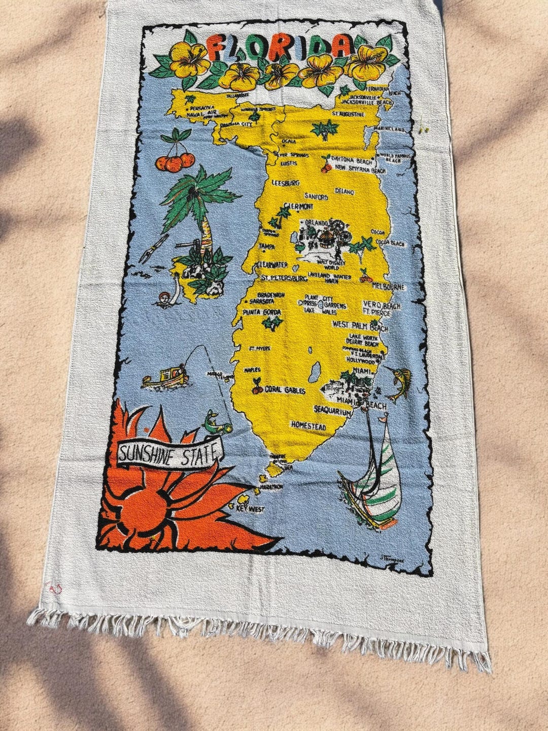Vintage Souvenir Florida Beach Towel - Etsy