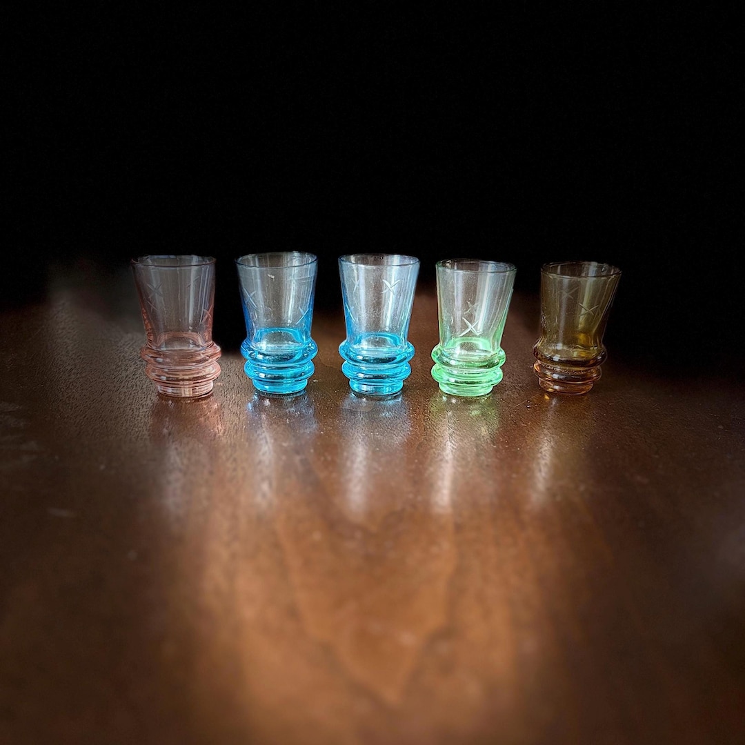 Retro Multi-colored Shot Glass Set – 5 Pieces - Etsy
