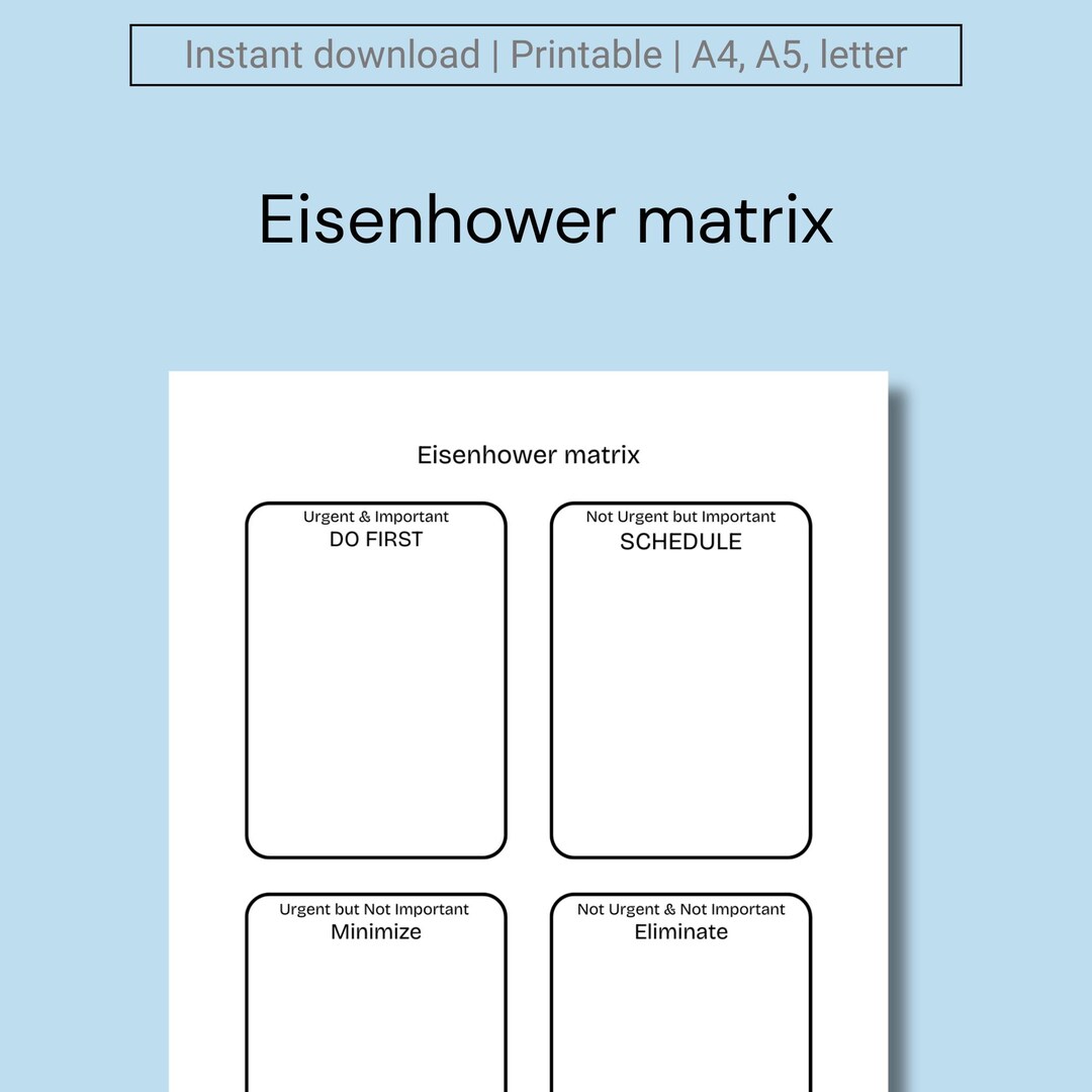 Eisenhower Matrix Printable, Priority Matrix, Decision Matrix, Urgent ...