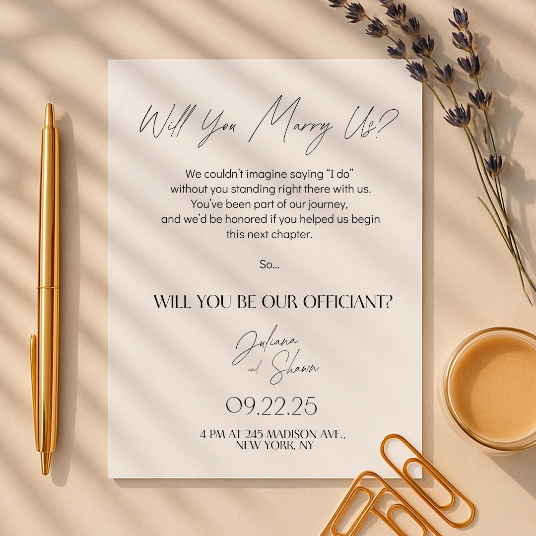Officiant Proposal Card Template Wedding Will You Be Our Officiant ...