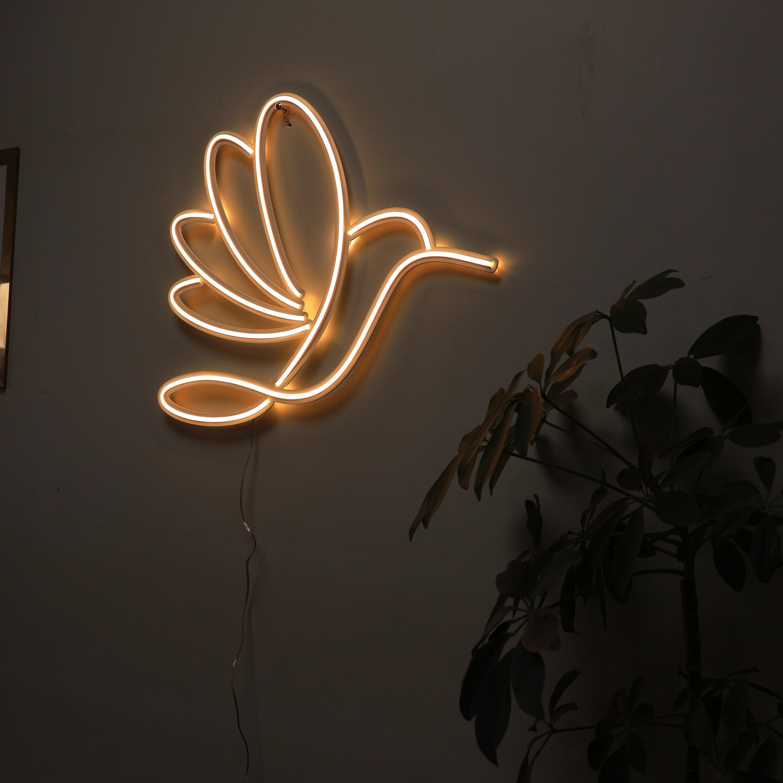 Hummingbird Neon Sign, LED Wall Light for Bedroom, Nursery, Living Room ...