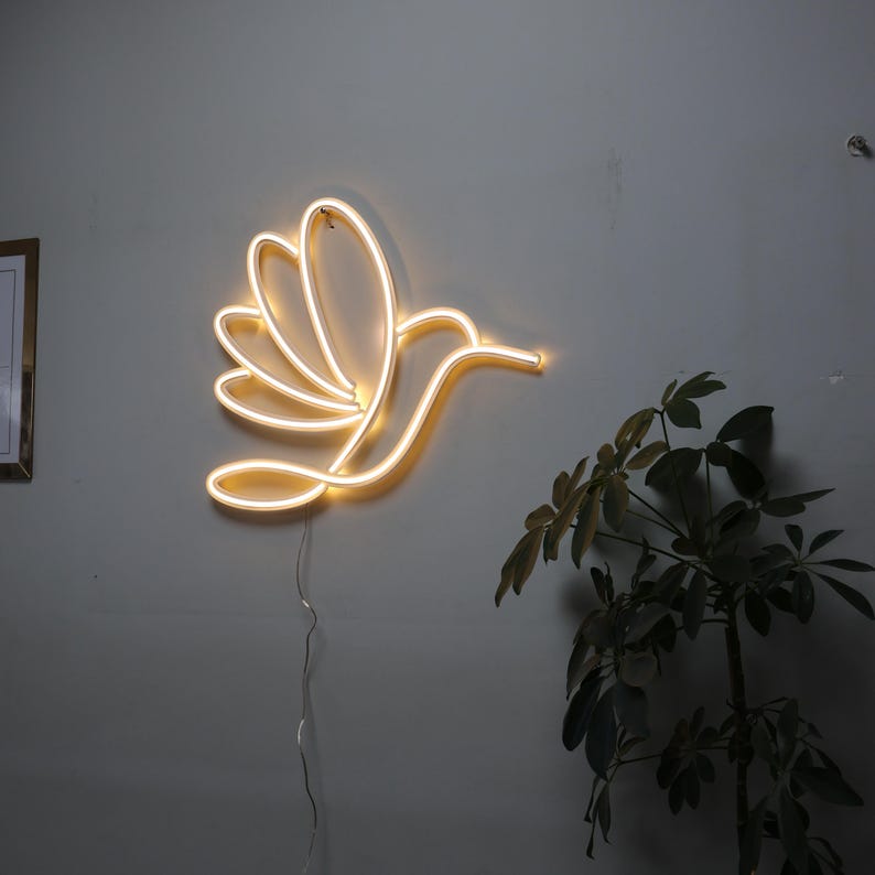 Hummingbird Neon Sign, LED Wall Light for Bedroom, Nursery, Living Room ...