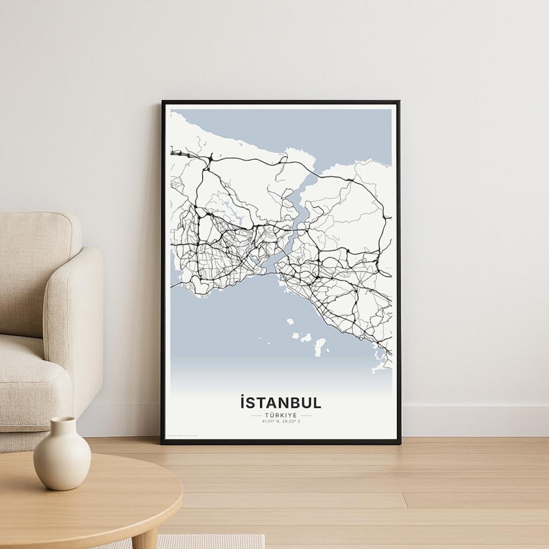 Istanbul Map Print, Minimal City Map Poster, Modern Wall Art, Printable ...
