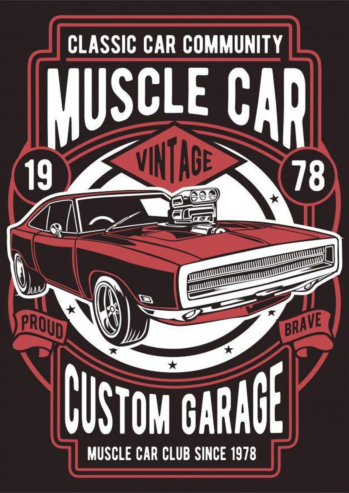 Vintage Muscle Car Wall Art Print – Custom Garage Poster for Classic ...